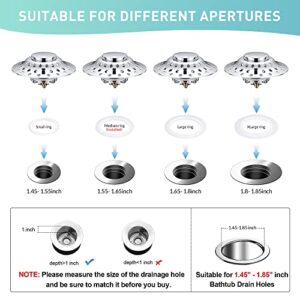 Universal Bathtub Stopper with Drain Hair Catcher, 2 in 1 Upgraded Pop Up Tub Stopper with Dual Drain Filter, Anti-Clog Bathtub Drain Cover, Stainless Bath Tub Drain Plug for 1.45"-1.85" Drain Hole