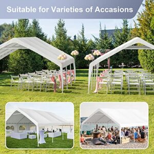 Morngardo Canopy Tent for Parties Heavy Duty 20'x20' Car Tent Metal Carport Portable Garage with Removable Sidewalls, White