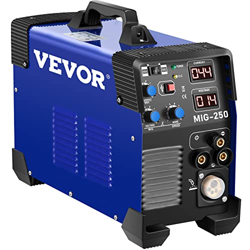 VEVOR MIG Welder, 3 in 1 Welder Welding Machine, 250 Amp MIG TIG Arc Welder 110V 220V TIG Welder Lift ARC Welder Digital Display Combo Welding Machine MMA Stick IGBT DC Inverter Welder