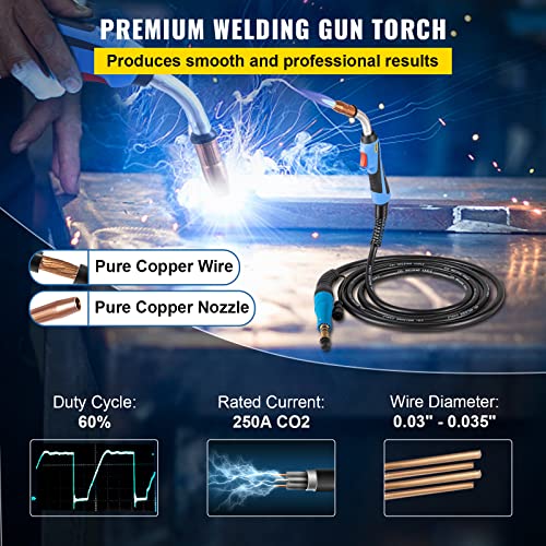 VEVOR Mig Welding Gun 250Amp 15Ft, fit for Torch Welder Gun Miller Welding Gun M-25 Welding Torch Stinger Replacement fit for Miller M-25 Part Number 169598 fit 0.030"-0.035" Wire