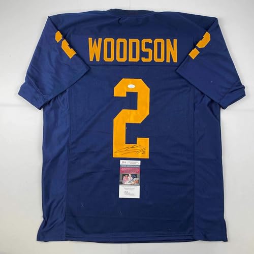 Autographed/Signed Charles Woodson Michigan Blue College Football Jersey JSA COA