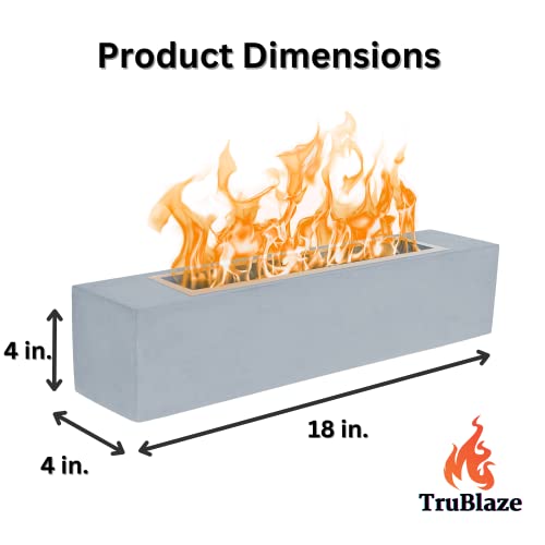 TruBlaze Tabletop Rectangle Fire Pit - 18 inch Concrete Portable Table Top Fireplace Indoor/Outdoor Isopropyl Alcohol Fueled Firepit Bowl (Classic)