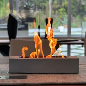 TruBlaze Tabletop Rectangle Fire Pit - 18 inch Concrete Portable Table Top Fireplace Indoor/Outdoor Isopropyl Alcohol Fueled Firepit Bowl (Classic)