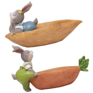 vosarea office decor 2pcs rabbit succulent pot small animal planter pots resin plant pot cute cartoon garden pots handmade bonsai pot plant stand container for easter party decor b outdoor decor