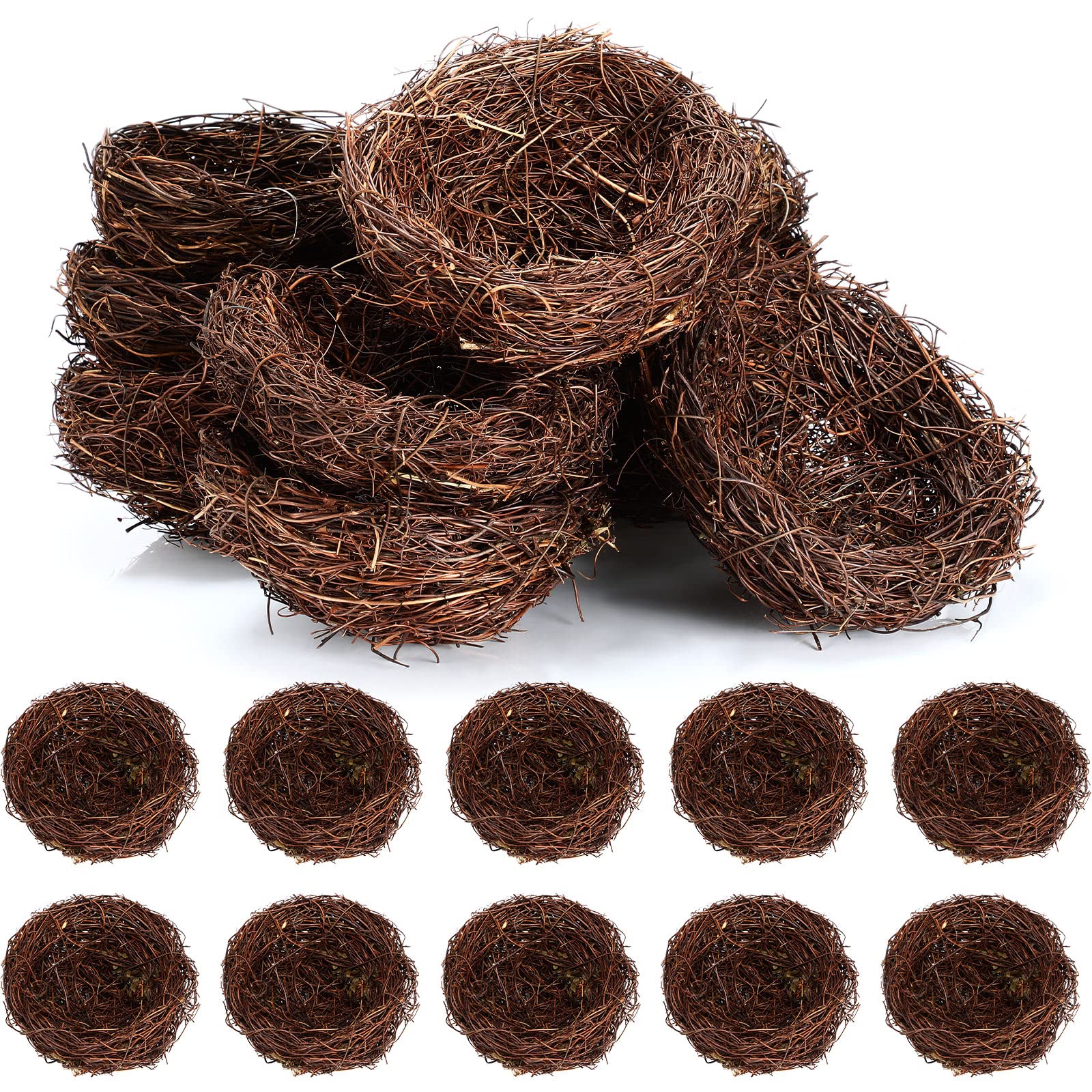 10 Pcs Christmas Artificial Bird Nest Decorating Rattan Birdhouse Nest for Crafts Christmas Thanksgiving Easter Decoration Wedding Patio Garden DIY Terrarium and Spring Vignettes (5.9 Inch)