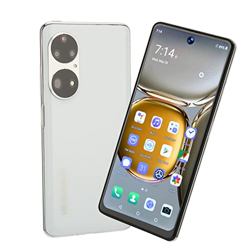 P60 Pro Smartphone 7.0 Inch for Android 11.0 MT6893 Quad Core Cell Phone 4GB 64GB 8000mAh Phone with Front 8MP Rear 16MP 100‑240V White Full Screen Dual SIM Unlocked Phone