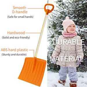 CHEERBANK 35" Snow Shovels for Kids 3PCS, Detachable Plastic Snow Shovel with Adjustable Handle, for Boys and Girls Age 5-12 (Orange)