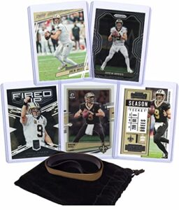 drew brees football cards assorted (5) bundle - new orleans saints trading cards