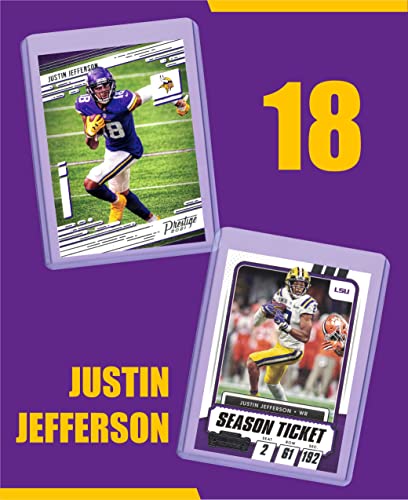 Justin Jefferson (5) Minnesota Vikings LSU Football Trading Cards Assorted Gift Pack