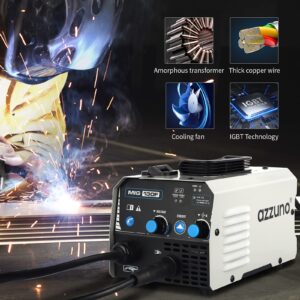 AZZUNO MIG Welder,Flux Core Welder Machine 110V 130Amp, Gasless MIG Welding Machine IGBT Inverter Welder Portable Wire Feed Welder (110V)