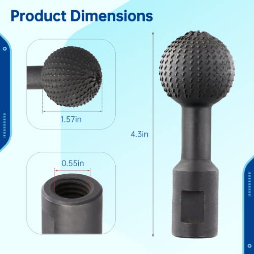 Varku Sphere Rotary Burr, Carbon Steel Ball Grinding Head Power Carving Tools, Wood Polishing Carving Engraving Drilling Bits. 5/8-11 Threads for 4 1/2 and 5 Inch Angle Grinder