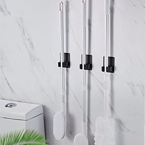 YuGtcen Broom Holder Wall Mount 5 pcs, Self Adhesive Broom Holder Broom Gripper Super Anti-Slip Mop and Broom Organizer Wall Hanging, 304 Stainless Steel Broom Hanger for Bathroom, Kitchen, Garage