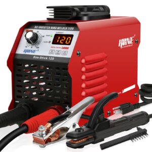 hone stick welder 110v, actual 120amp smart hot start arc force anti-stick mini portable welding machine, digital igbt inverter lcd display arc welder, high efficiency for welding rod 1/16-1/8-inch