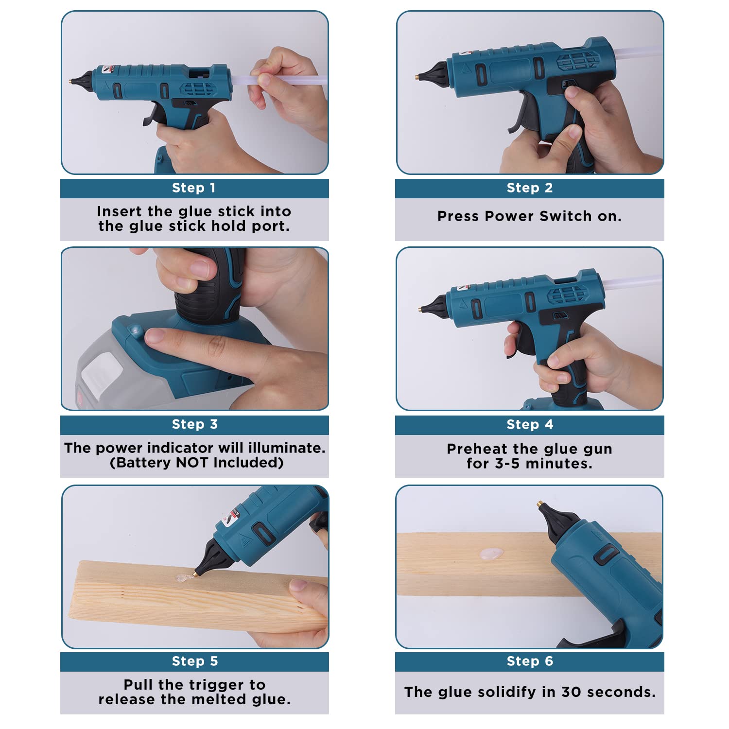 Cevhzoe Cordless Glue Gun for Crafts, Full Size Hot Glue Gun for Makita 18V Lithium-Ion Battery with 20Pcs 0.43" Glue Sticks and Insulated Copper Nozzle (Tool Only, Battery NOT Included)