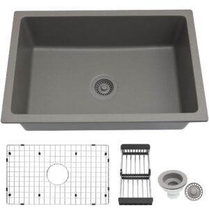 milosen granite gray kitchen sink, 28 * 18 inch undermount kitchen sinks, single bowl kitchen sink grey