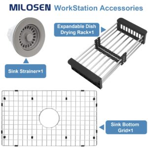 MILOSEN Granite Gray Kitchen Sink, 28 * 18 Inch Undermount Kitchen Sinks, Single Bowl Kitchen Sink Grey