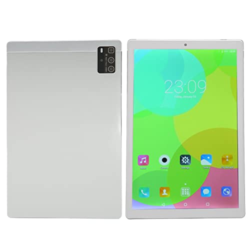 Luqeeg 10in Tablet - 6GB RAM 128GB ROM, 2560x1600 IPS Touchscreen 2.4G 5G WiFi Tablet with Dual Speakers 8 Core CPU Calling Tablet with 5MP 8MP Dual Camera for 11, Silver