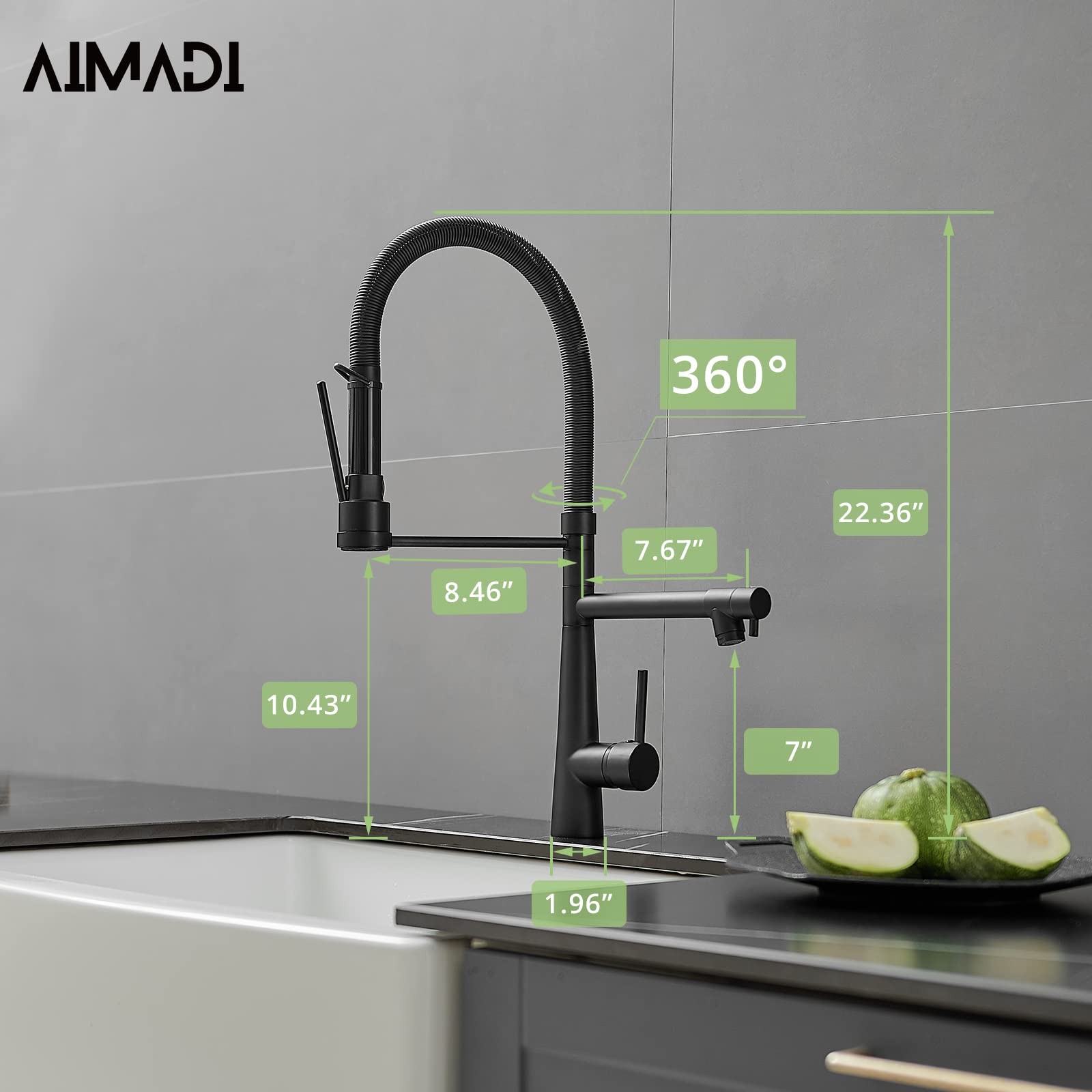 Black Kitchen Faucet,AIMADI Matte Black Kitchen Faucet with Pull Down Sprayer,Commercial Single Handle Single Hole Kitchen Sink Faucet