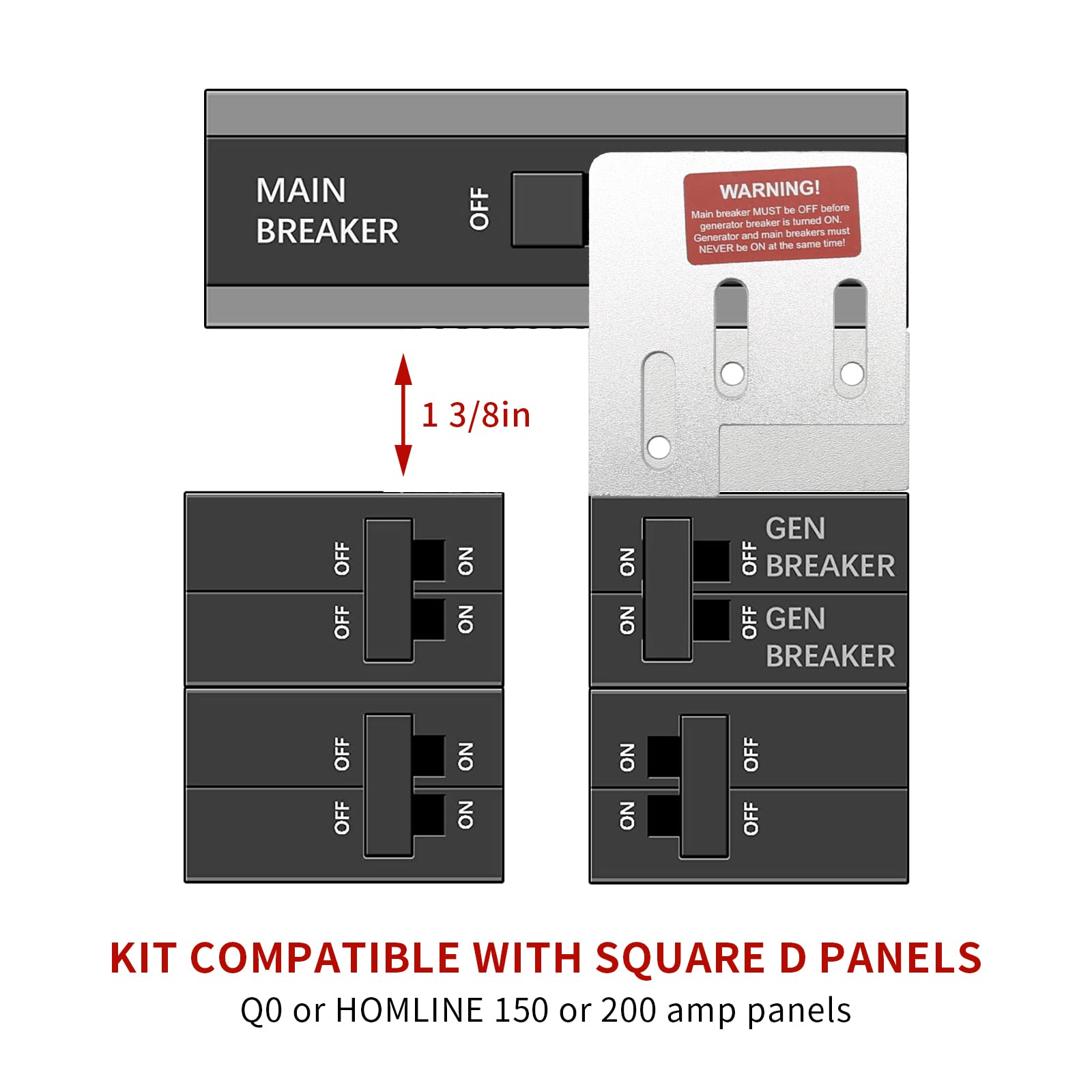 Hoypeyfiy Square D Generator Interlock Kit for Homeline 150 200, SD200A 1 3/8 inches Installation Space