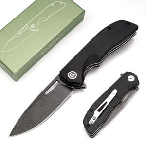 gvdv 9cr18mov stainless steel pocket knife with ball bearing flipper, 3” blade edc folding knife for hunting camping fishing, gifts for men women, medium (black)