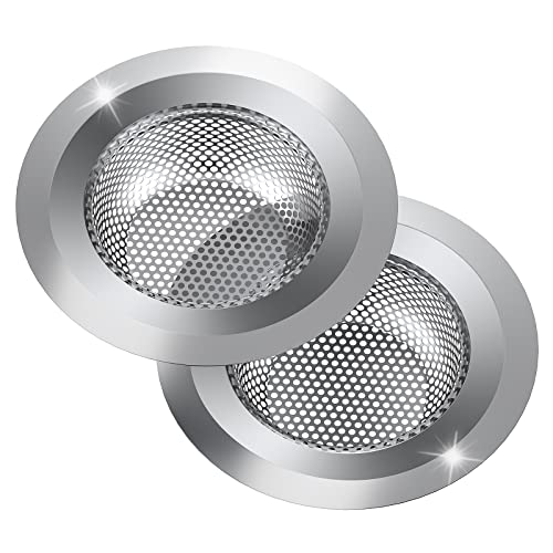 Kitchen Sink Strainer, 2 PCS Stainless Steel Sink Drain Strainer, Large Wide Rim 4.5" Diameter, Kitchen Sink Basket Strainer Food Catcher for Most Sink Drains