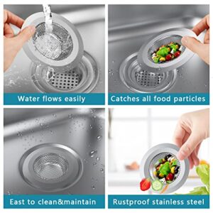 Kitchen Sink Strainer, 2 PCS Stainless Steel Sink Drain Strainer, Large Wide Rim 4.5" Diameter, Kitchen Sink Basket Strainer Food Catcher for Most Sink Drains