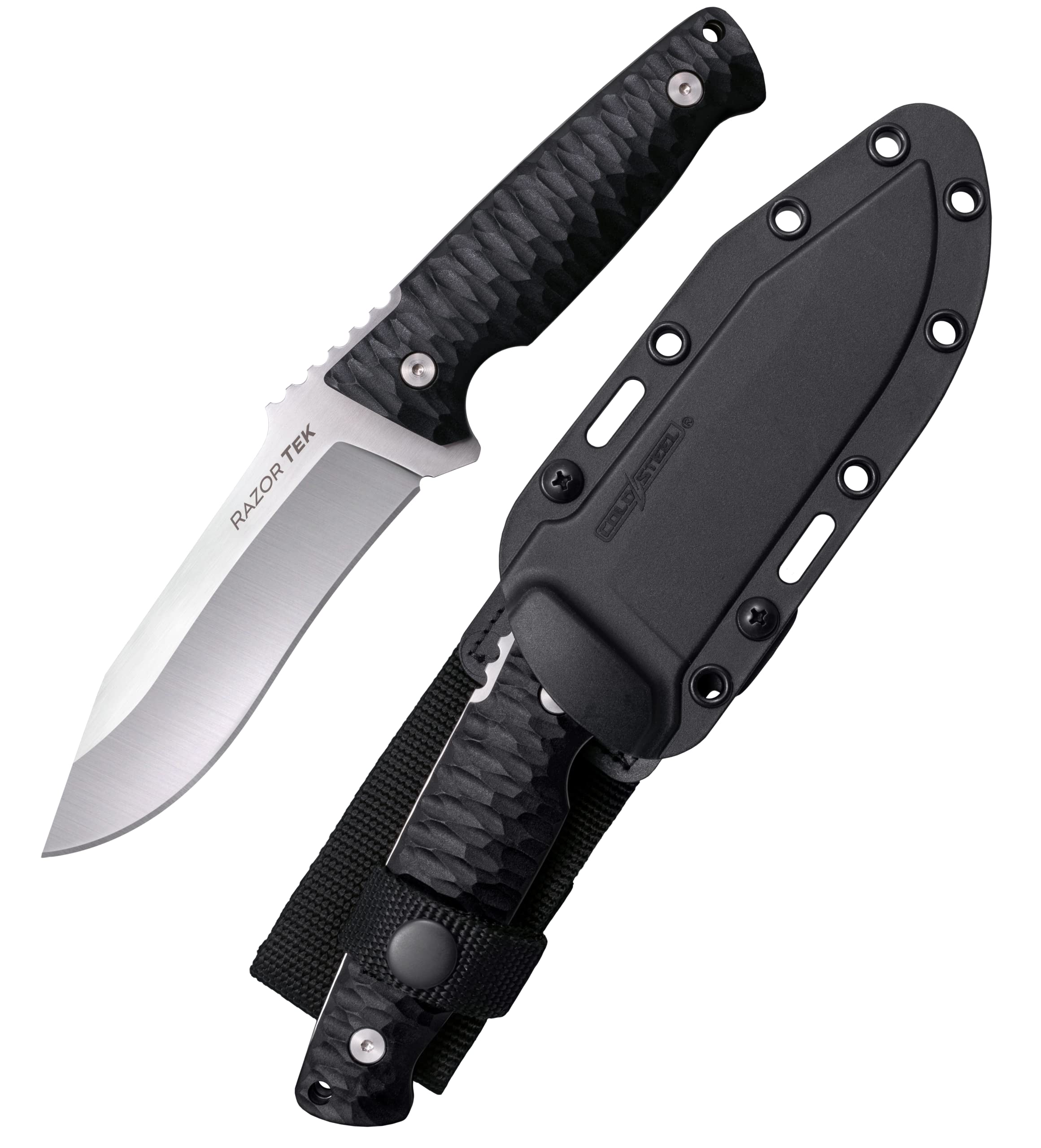 Cold Steel 5' RAZORTEK / 5' Blade / 3MM Thick / 4116SS Steel W/Satin Finish/Black GFN Handle/Secure-EX™ Sheath