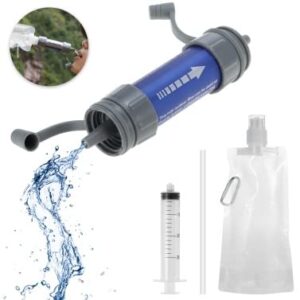 MengK Outdoor Filtration System Water Filter Straw Purifier with Drinking Pouch for Emergency Preparedness Camping Traveling Backpacking