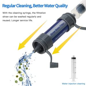 MengK Outdoor Filtration System Water Filter Straw Purifier with Drinking Pouch for Emergency Preparedness Camping Traveling Backpacking