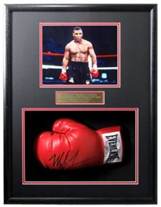 mike tyson iron mike champ signed/auto boxing glove shadow box framed jsa 154886 - autographed boxing gloves