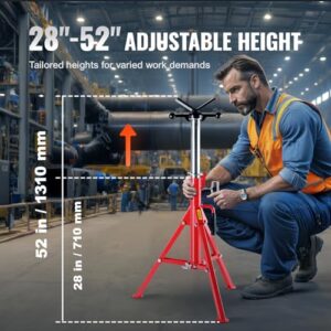 VEVOR Heavy-Duty Pipe Stand Adjustable Folding Pipe Jack Stand | Sturdy Construction 2500 lbs Load Capacity | Ideal for Welding, Automotive, and Construction Projects