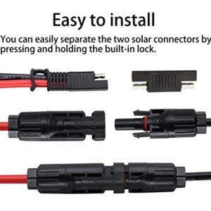 HCFeng10AWG SAE to M-C-4 Adapter Cable with SAE Polarity Reverse Adapter Conector,Solar Panel to SAE Adapter Cable SAE PV Extension Cable to Solar Panels for RV Panel Solar (55CM/1.8FT)