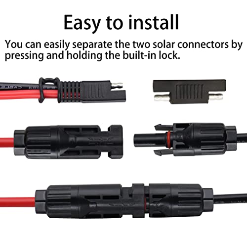 HCFeng10AWG SAE to M-C-4 Adapter Cable with SAE Polarity Reverse Adapter Conector,Solar Panel to SAE Adapter Cable SAE PV Extension Cable to Solar Panels for RV Panel Solar (55CM/1.8FT)