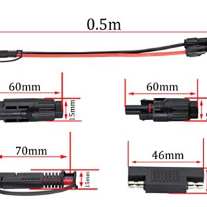 HCFeng10AWG SAE to M-C-4 Adapter Cable with SAE Polarity Reverse Adapter Conector,Solar Panel to SAE Adapter Cable SAE PV Extension Cable to Solar Panels for RV Panel Solar (55CM/1.8FT)