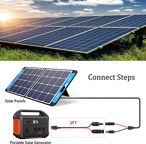 HCFeng 10AWG( M-C-4 )Connector to (an-der-Son )Female Power Solar Panel Cable Connector, Solar Connector to Ads Port Adapter for Goal Zero Yeti Portable Outdoor RV/Van Camping[60cm/2ft]