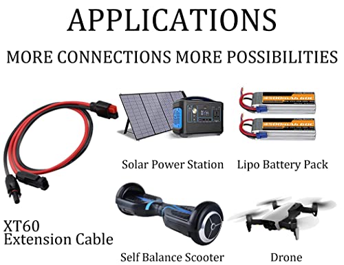 HCFeng 10AWG( M-C-4 )Connector to (an-der-Son )Female Power Solar Panel Cable Connector, Solar Connector to Ads Port Adapter for Goal Zero Yeti Portable Outdoor RV/Van Camping[60cm/2ft]