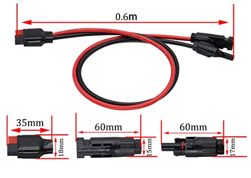 HCFeng 10AWG( M-C-4 )Connector to (an-der-Son )Female Power Solar Panel Cable Connector, Solar Connector to Ads Port Adapter for Goal Zero Yeti Portable Outdoor RV/Van Camping[60cm/2ft]