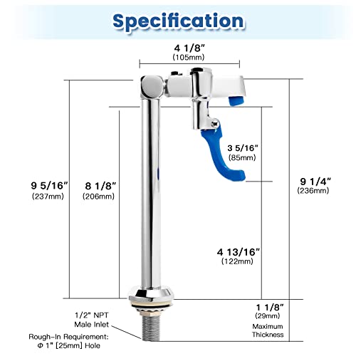 LukLoy Brass Glass Filler Faucet with 1/2"NPT Male Shank, with Extra Lever Arm and Filler Tip, Deck Mount for Kitchen Cafe Bar Glass Filling Station Water Station