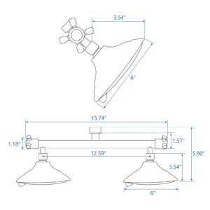 Proox Double Shower Head with Built-in Valve, High Pressure 6 Setting Dual Shower Head Design for Couple on Walk-in Bathroom or Single on Bathtub Bathroom - Chrome