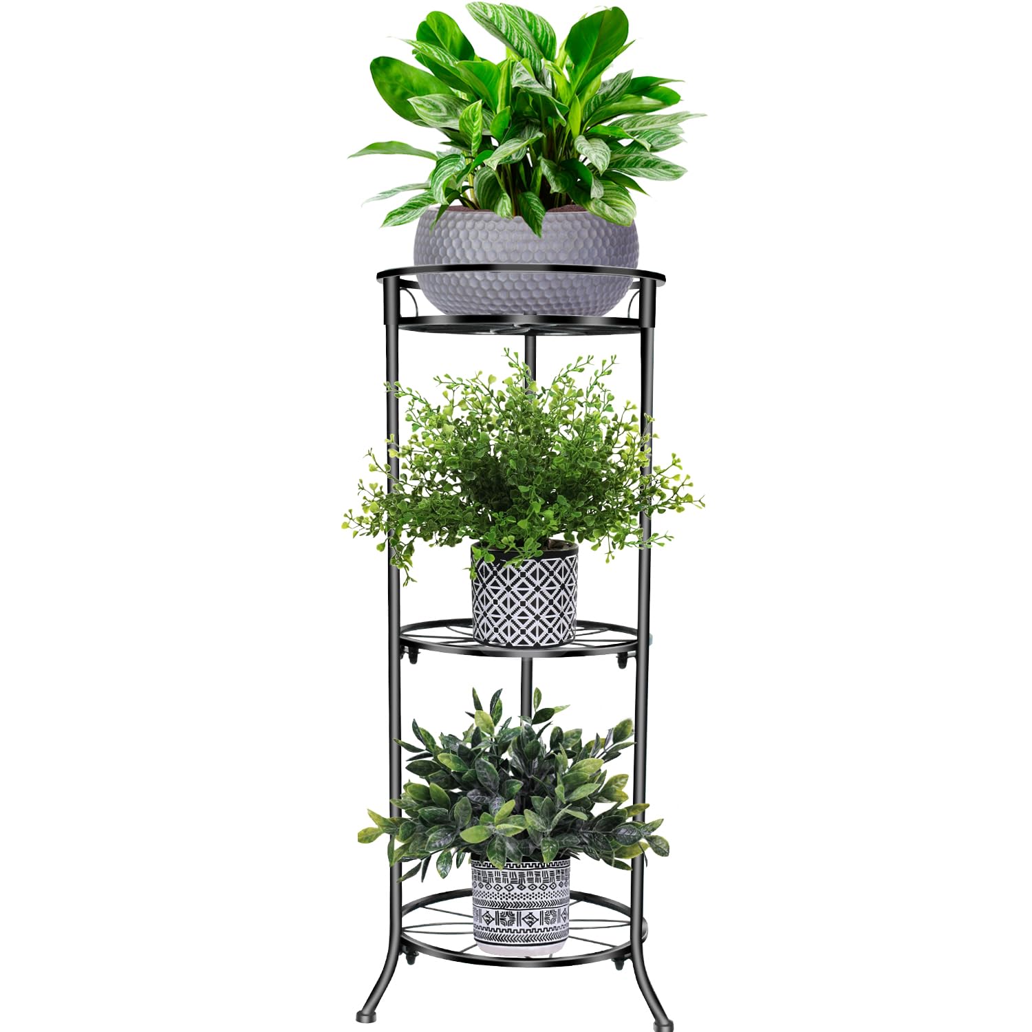 OMEUTY Plant Stand Indoor,31 inch Tall Plant Stands Outdoor, 3 Tier Detachable Corner Metal Flower Potted Stand, Black Heavy Duty Plant Stand for Indoor Planters,Living Room. Balcony