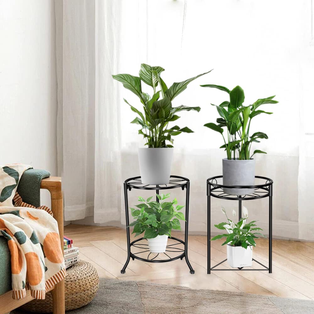 OMEUTY Plant Stand Indoor,31 inch Tall Plant Stands Outdoor, 3 Tier Detachable Corner Metal Flower Potted Stand, Black Heavy Duty Plant Stand for Indoor Planters,Living Room. Balcony