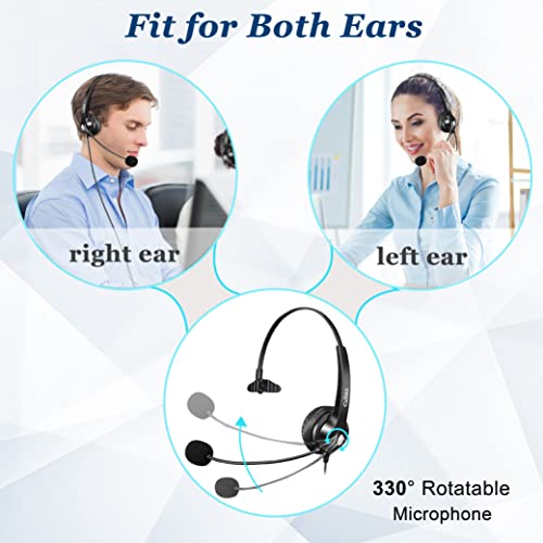 RJ9 Phone Headset Office Telephone Headset with Microphone Noise Cancelling for Polycom VoIP VVX311 VVX411 VVX310 VVX410 VVX300 VVX400 VVX401 VVX501 335 ShoreTel 230 NEC Allworx Landline Deskphones