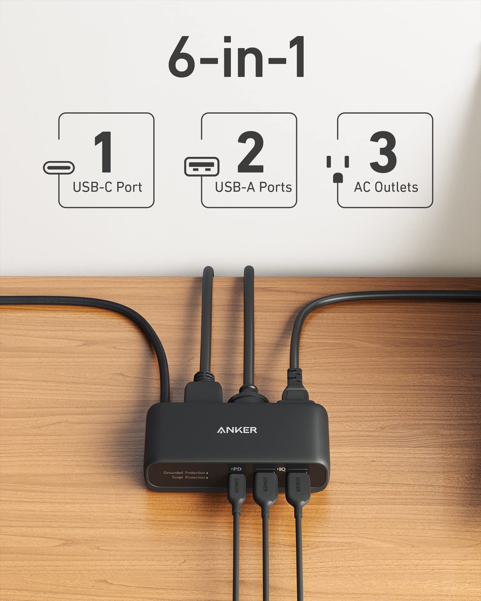 Anker 525 Charging Station,7-in-1 USB C Power Strip and Anker USB C Power Strip, 521 Power Strip