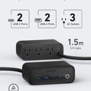 Anker 525 Charging Station,7-in-1 USB C Power Strip and Anker USB C Power Strip, 521 Power Strip