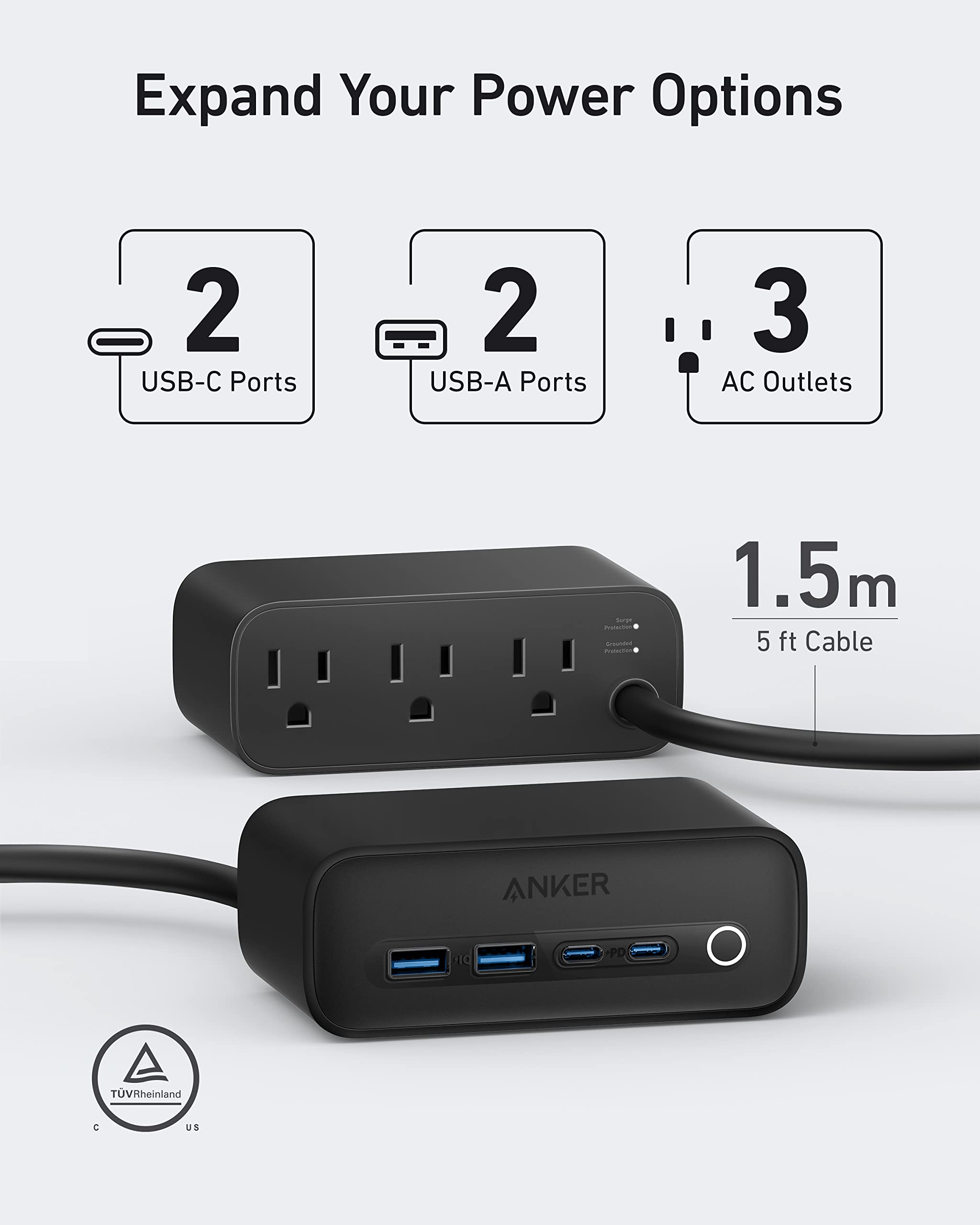 Anker 525 Charging Station,7-in-1 USB C Power Strip and Anker USB C Power Strip, 521 Power Strip