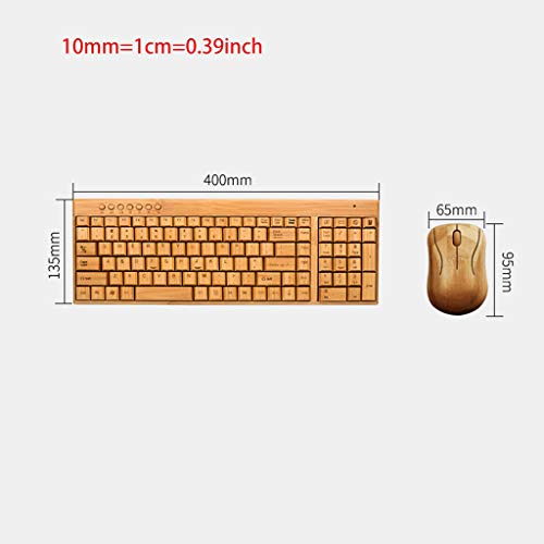 unband Bamboo Keyboard Mouse Wireless Combo Set for Laptop PC Office USB Plug and Play Natural Mice Keyboard Novelty