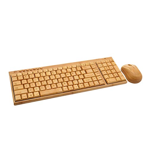 unband Bamboo Keyboard Mouse Wireless Combo Set for Laptop PC Office USB Plug and Play Natural Mice Keyboard Novelty