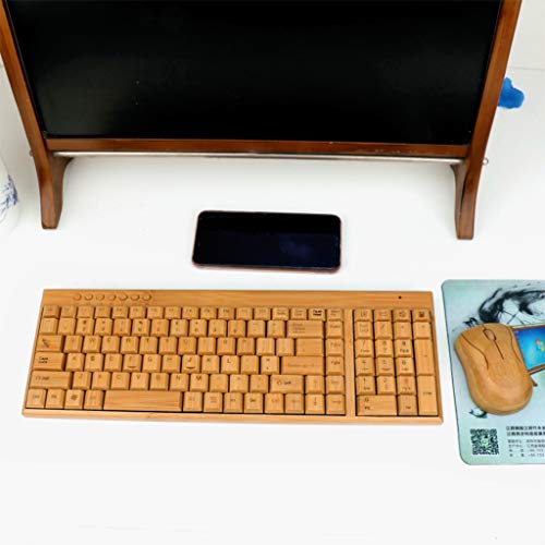 unband Bamboo Keyboard Mouse Wireless Combo Set for Laptop PC Office USB Plug and Play Natural Mice Keyboard Novelty