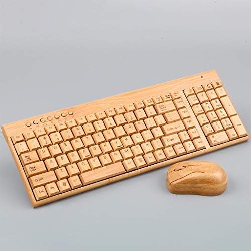 unband Bamboo Keyboard Mouse Wireless Combo Set for Laptop PC Office USB Plug and Play Natural Mice Keyboard Novelty