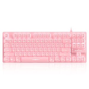 unband 87Key USB Wired Gaming Mechanical Keyboard with White Backlit Pretty Girl Pink Quiet for Desktop Laptop (Mouse Optional) Mechanical Gaming Keyboard RGB led Rainbow Backlit (Color : B)